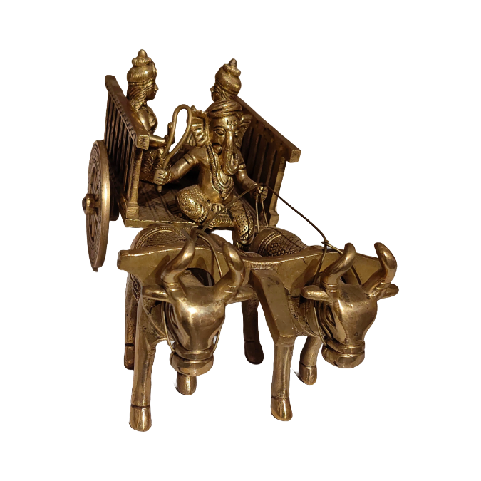 Ganesha on Bullock Cart Brass Décor | Unique Art Bengaluru – Bodhi
